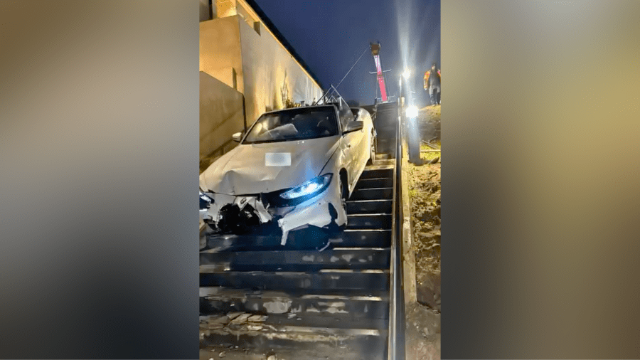 Video Shows DUI Suspect Fly Off Staircase, Crash Into Redondo Beach ...